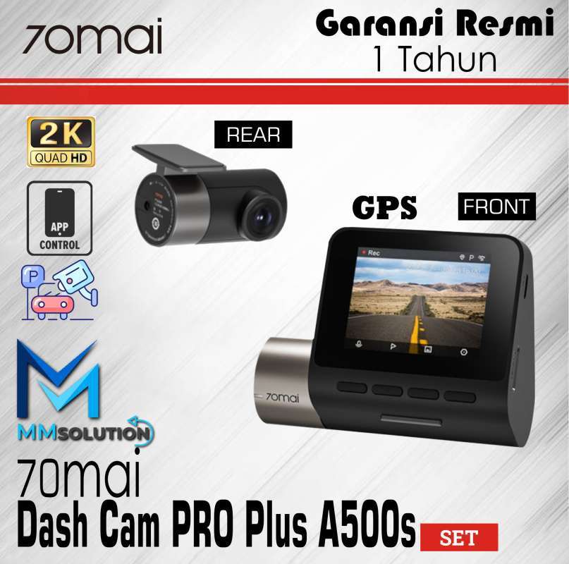 Jual 70mai Dash Cam Pro Plus A500s 1944P GPS ADAS Set (Front + Rear ...