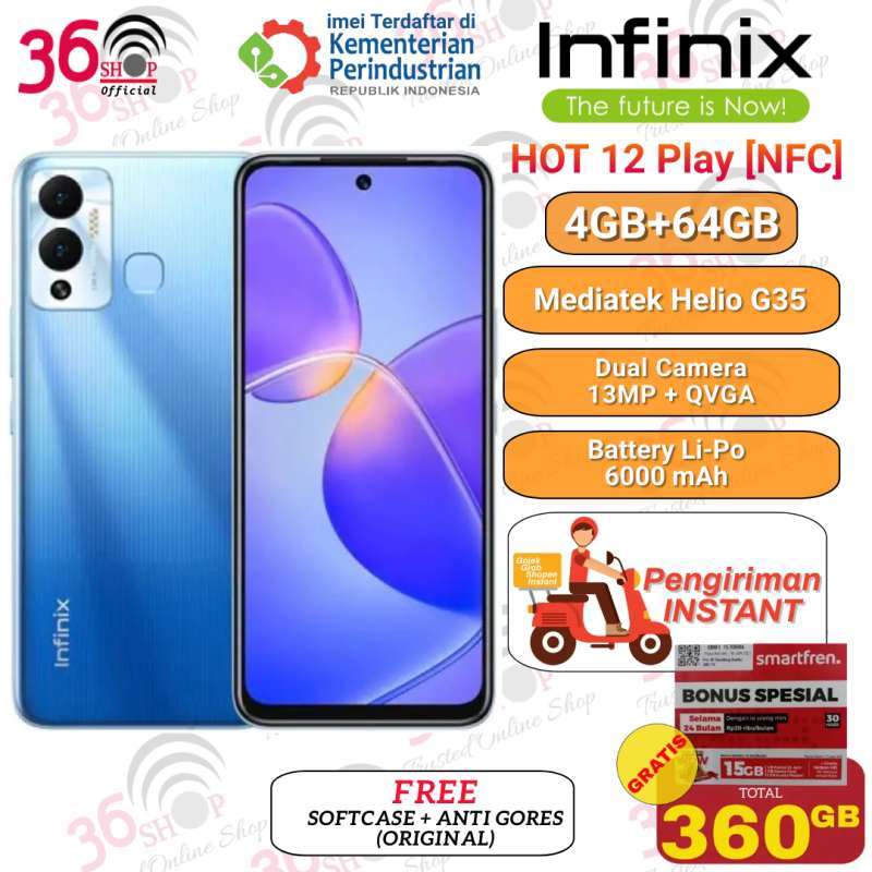 Jual Infinix Hot 12 Play NFC 4GB 64GB Expansi Ram 3GB 7GB 64GB Garansi Resmi 1 Tahun