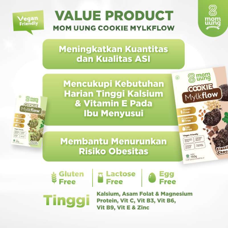 Jual Mom Uung Cookie Mylkflow 150 Gr Classic Choco Cookies Coklat Vegan ...