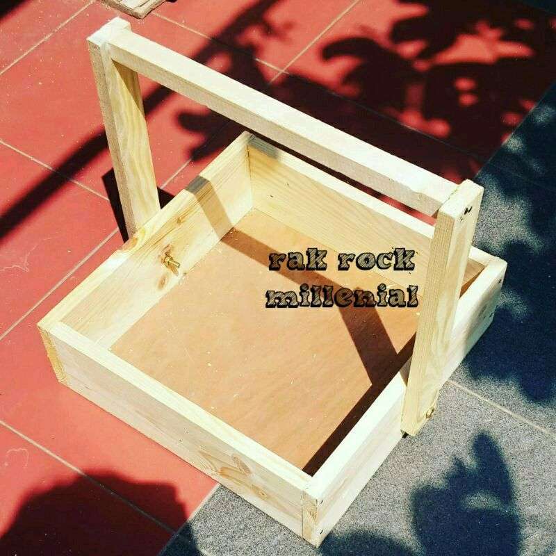 Jual Wooden Box Carrier 30x30x9 Keranjang Kayu Serbaguna | Keranjang ...