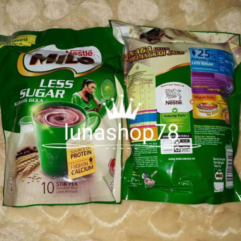 Jual Minuman malt coklat berkhasiat kurang gula Nestle Milo less sugar ...