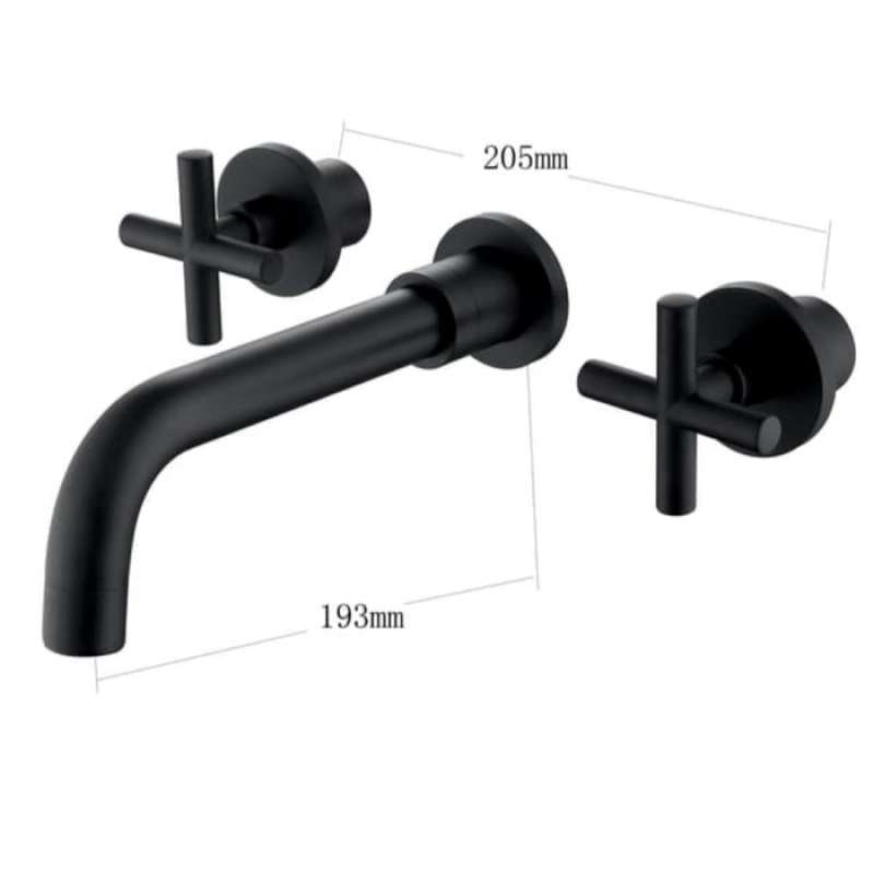 Jual Keran Kran Wastafel Tempel Dinding Stainless Hitam/ Kran Wastafel ...