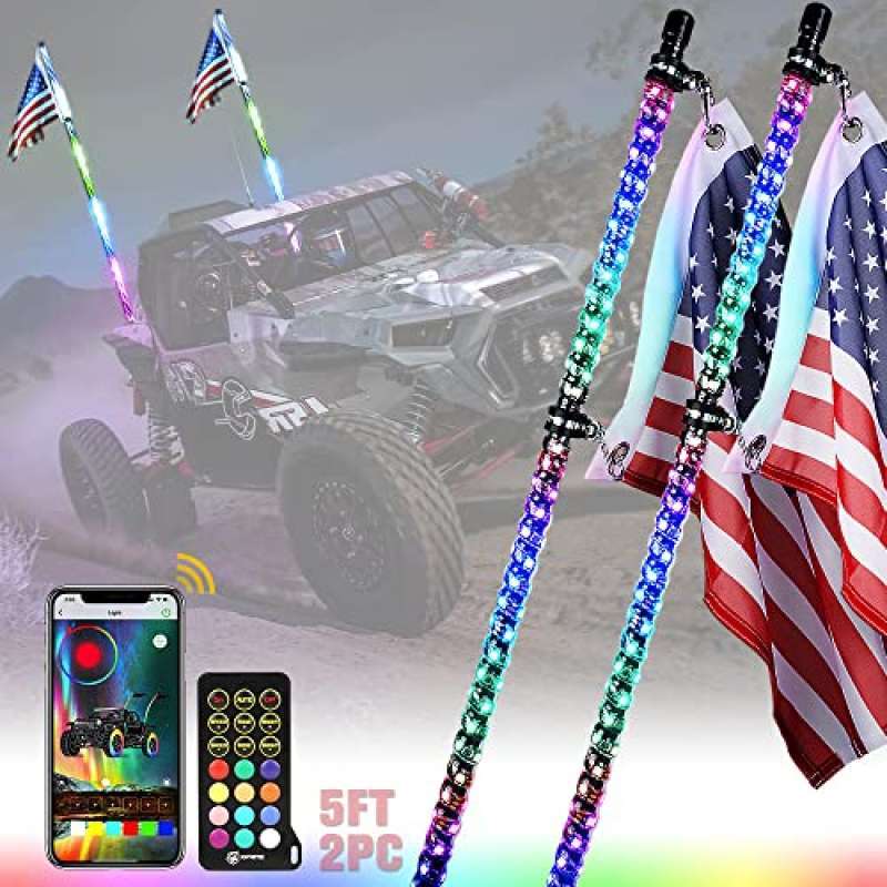 Promo Xprite 5FT RGB Spiral Whip Lights with Bluetooth & Wireless ...