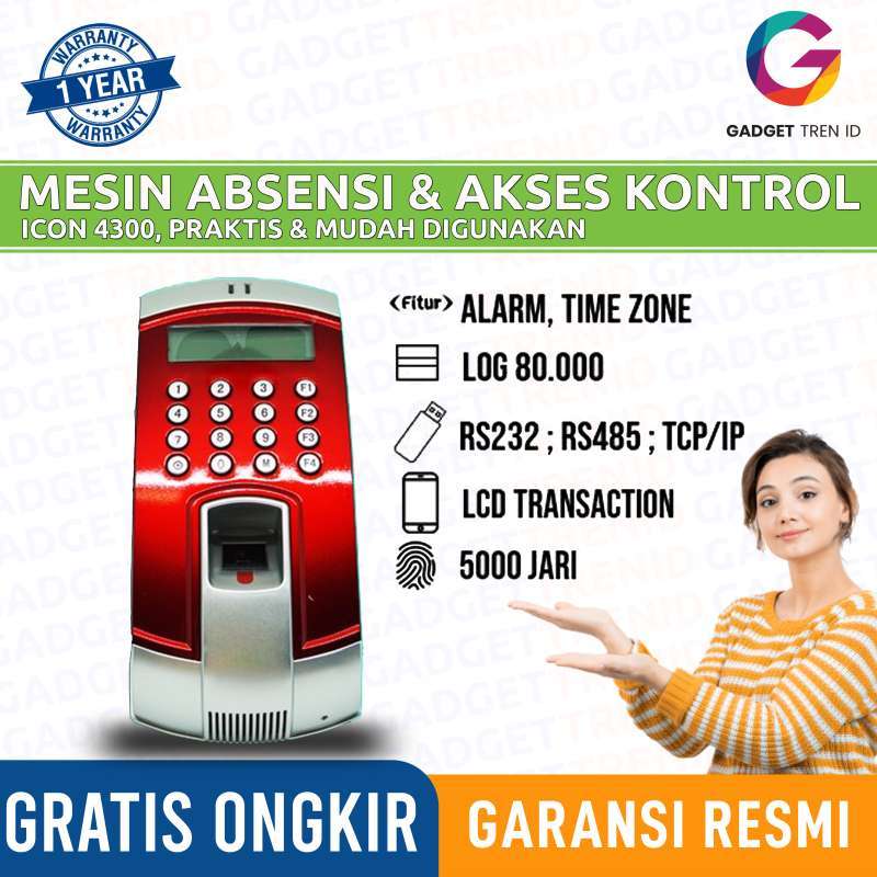 Jual Mesin Absen Fingerprint dan Akses Kontrol ICON 4300 Hitam Biru ...
