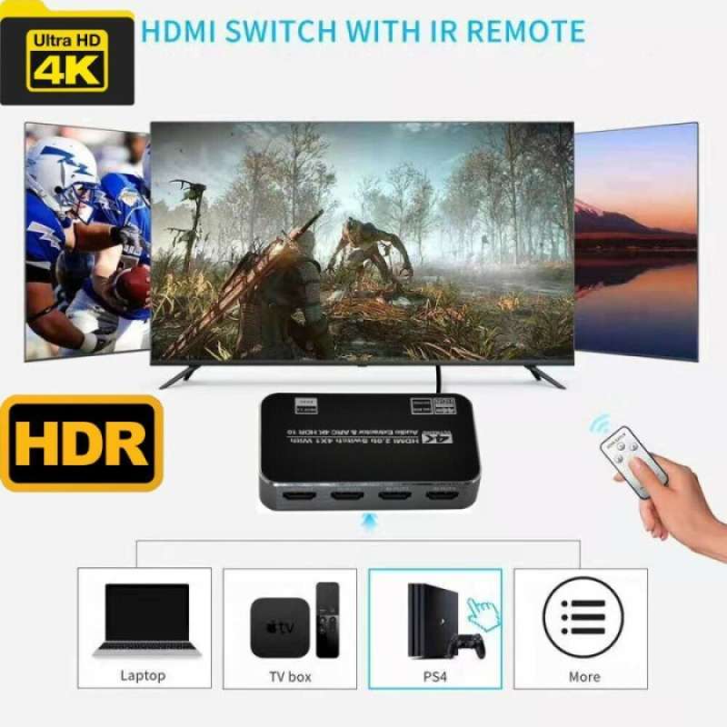 Promo Hdmi Switch 4 Port With Audio Optical Arc Ultrahd 4k/2k With Ir ...