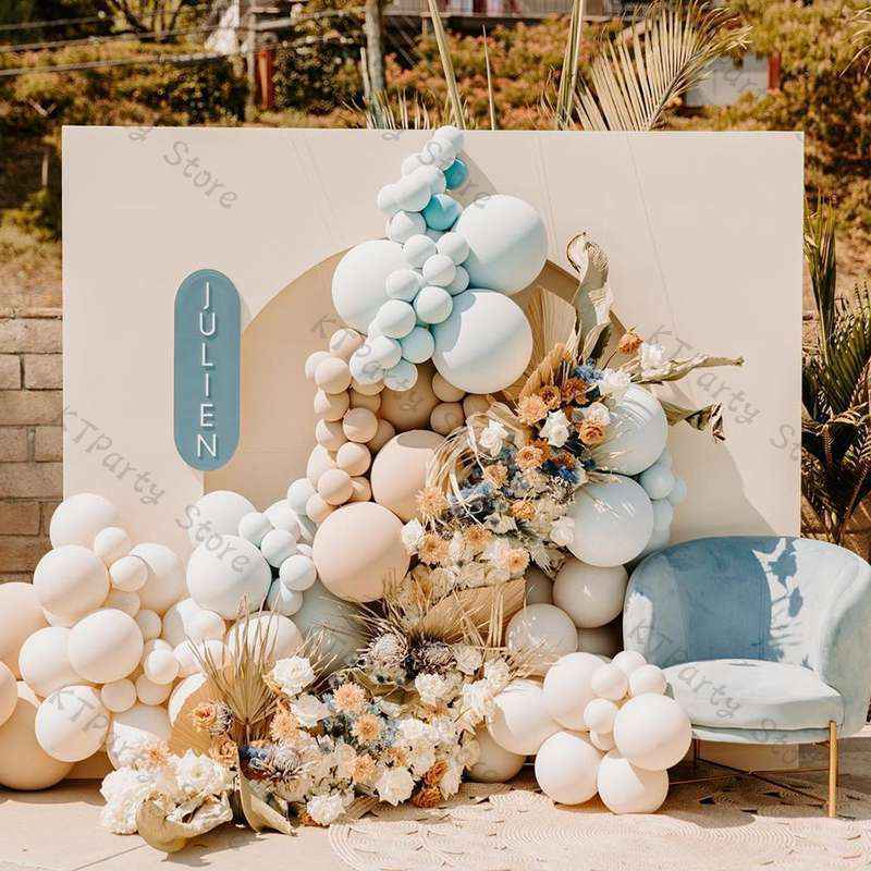 Jual Set Hiasan Pernikahan Boho Kit Untaian Balon Nude Blush Biru Matte ...