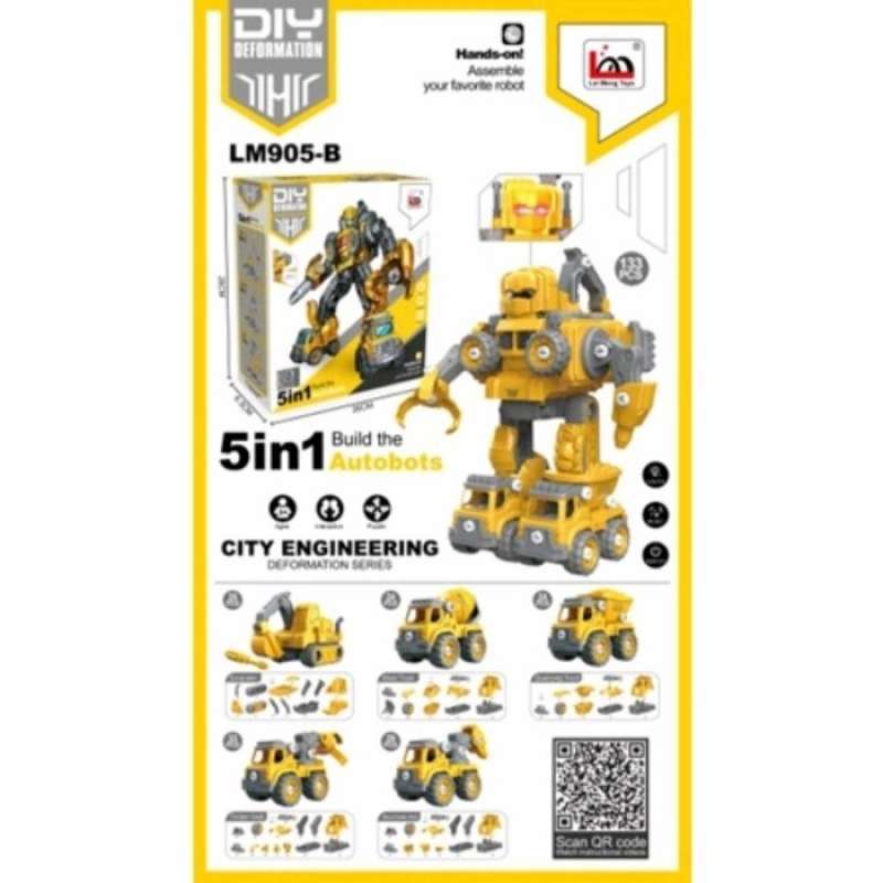 Promo Mainan Anak DIY Deformasi Robot 5 in 1 AUTOBOTS CITY ENGINEERING ...