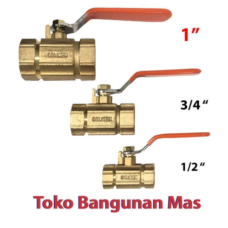 Promo Stop Kran Kuningan Soligen 1 / Ball Valve Keran Air 1 Inch Diskon 12% di Seller Damarra ...