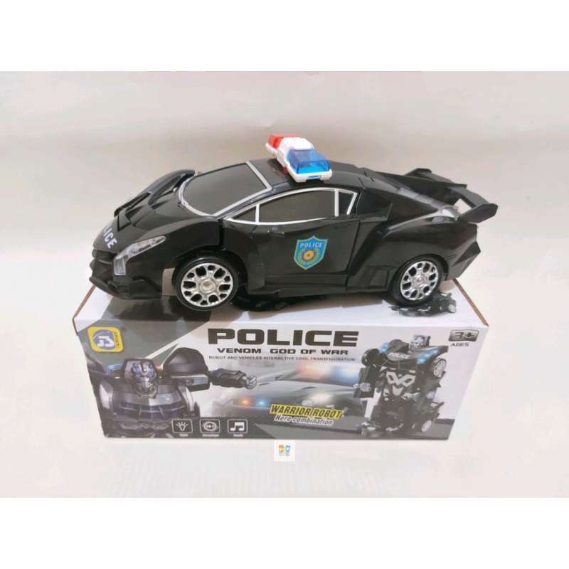 Promo Mainan Baterai Mobil Polisi Berubah Jadi Robot Otomatis Police ...