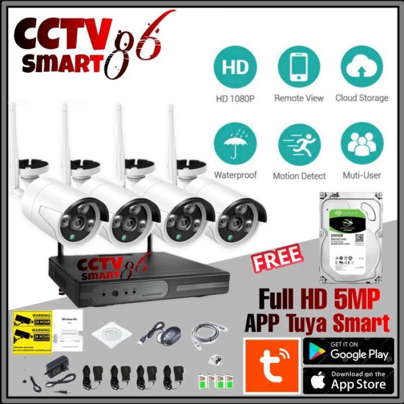 Promo Paket Nvr Kit Wireless Ip Camera Cctv Tanpa Kabel 4 Ch + Hdd 500Gb Diskon 10% di Seller ...