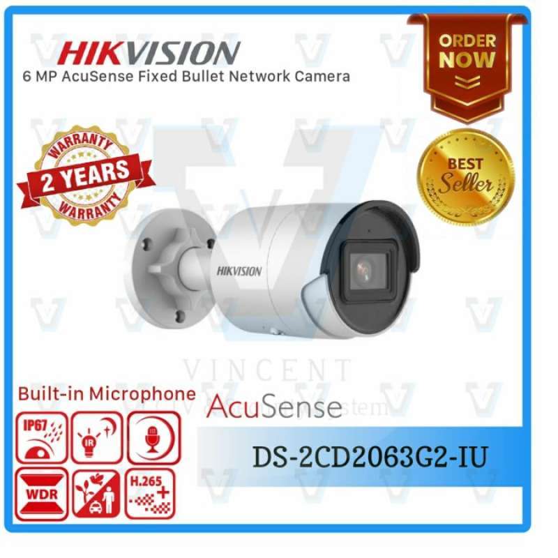 Promo Ds 2cd2063g2 Iu Hikvision Ip Camera Outdoor 6mp Built In