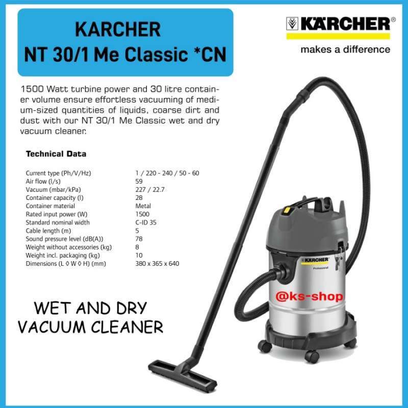 Jual Karcher Wet And Dry Vacuum Cleaner Nt 30 1 Me Classic 1500w Tank 30l