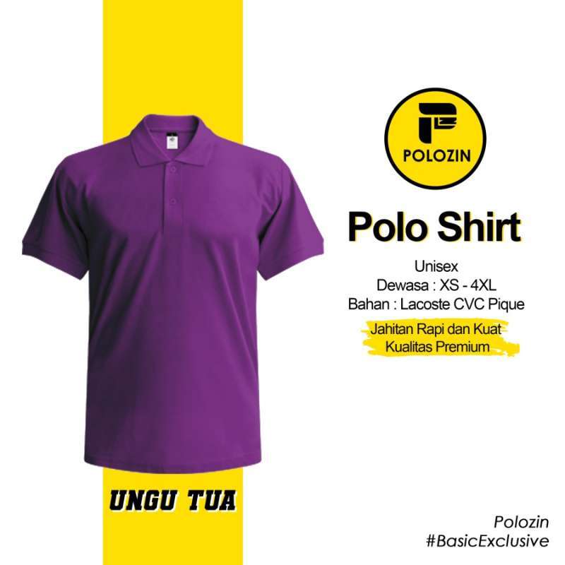 Jual Kaos Polo Shirt Kerah Polos Pria Wanita Lacos CVC Pique - Ungu Tua - Ungu Tua, di Seller ...