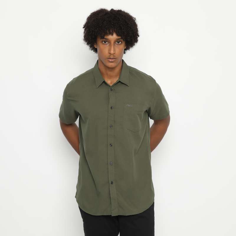 Promo POLICE Kemeja Polos Basic Cotton Soft Regular Fit Pria Olive Tua ...