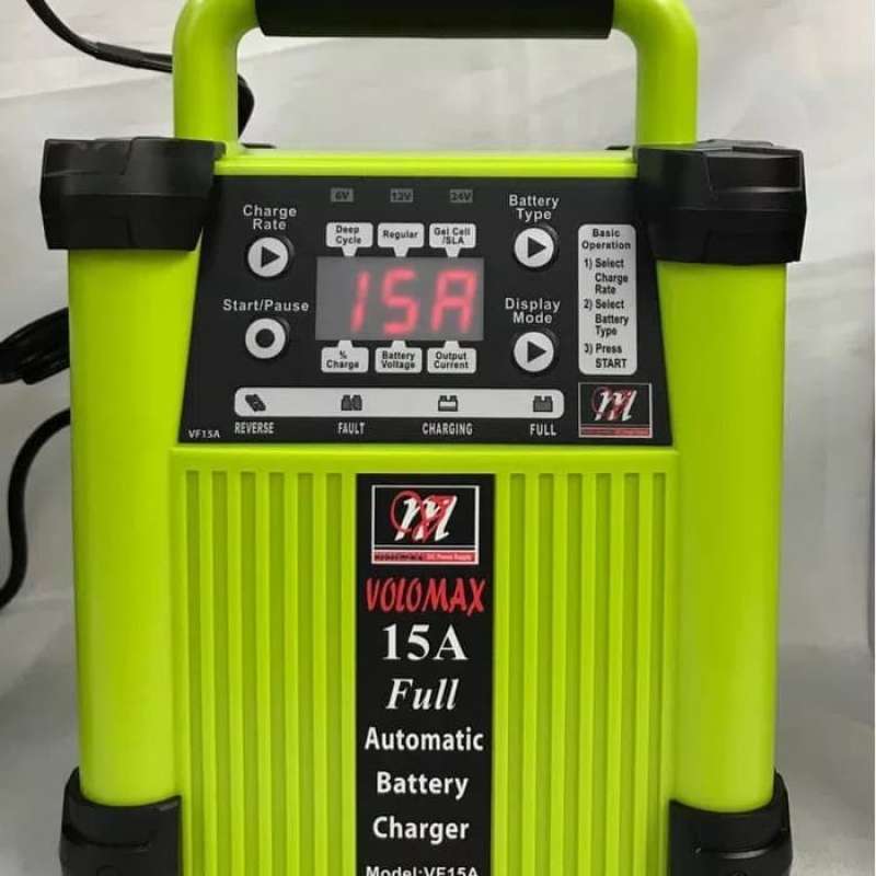 Jual charger accu charger aki 6v 12v 24v 15a volomax VF-15a high ...