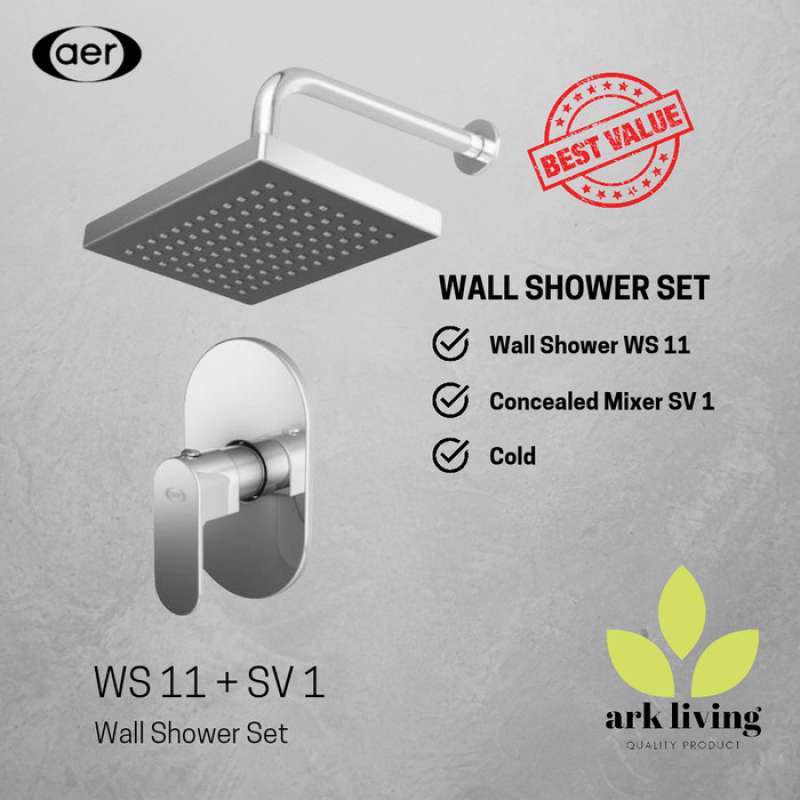 Promo AER Wall Shower Set Shower Tanam WS 11 Kran Air Tanam Dingin SV1 Diskon 23% di Seller ...