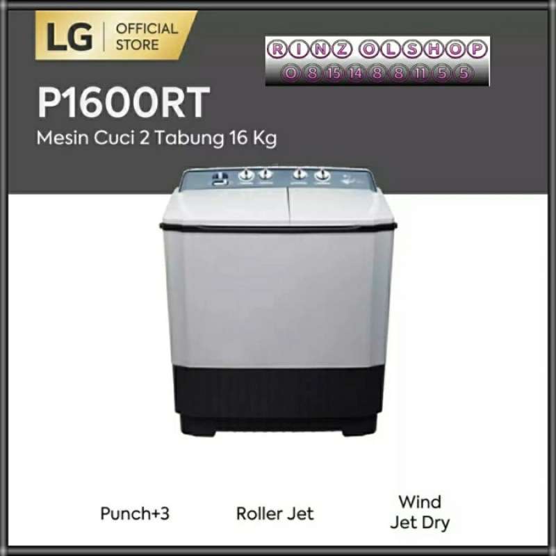 Jual Mesin Cuci Lg P1600rt Top Loading 2 Tabung 16 Kg Jumbo P 1600 Rt ...