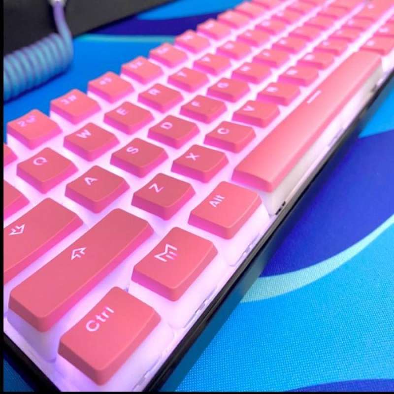 Jual ALCHA KEYCAPS PUDDING / PUDING BACKLIT MECHANICAL KEYBOARD PINK di ...