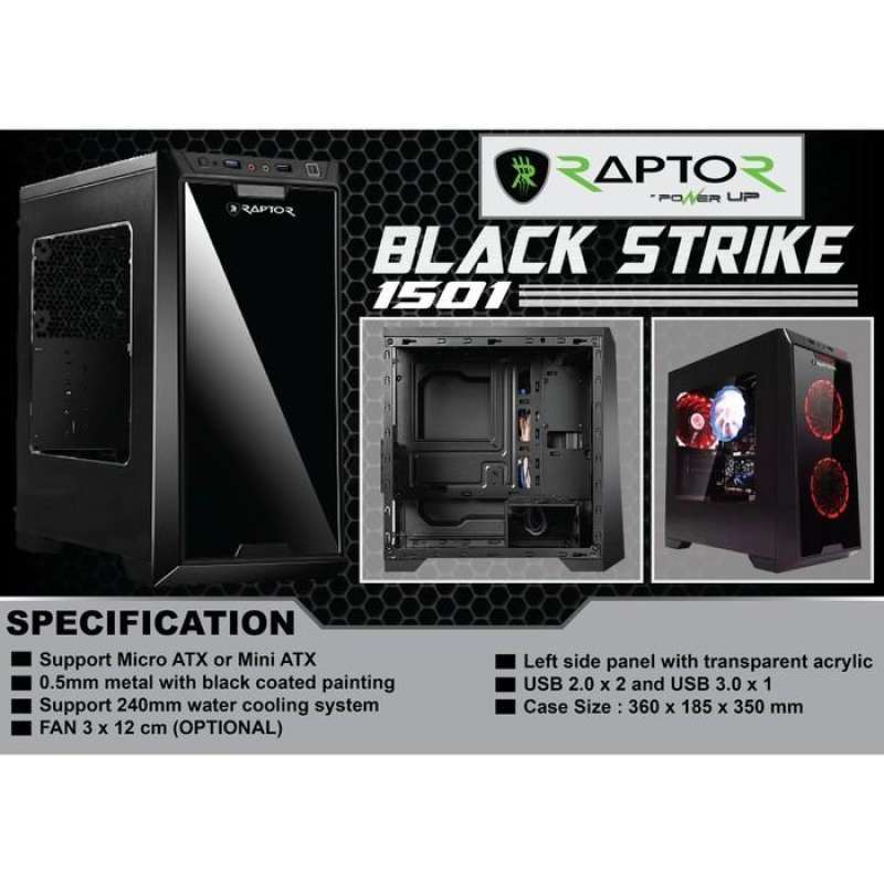 Jual Casing Power Up Raptor Black Strike 1501 Di Seller Hanskomputer ...