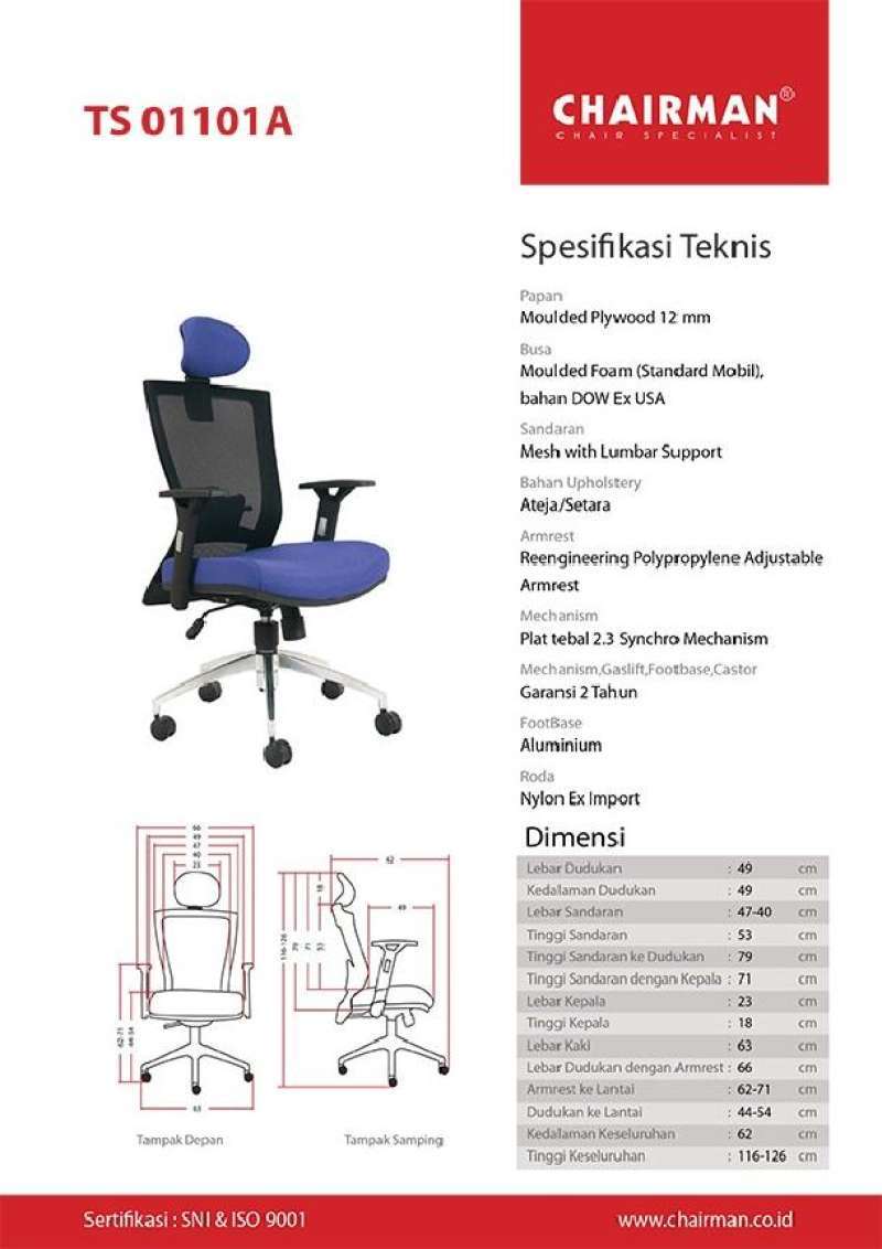 Jual Kursi Kantor Chairman Model Jaring With Lumbar Sumport Kaki ...