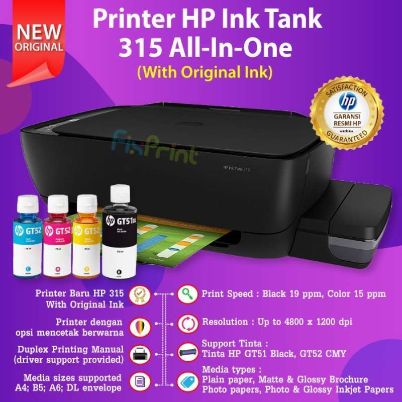 Promo Printer HP Ink Tank 315 Print Scan Copy Inktank Infus original ...