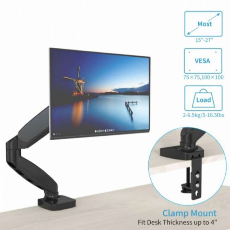 Promo North Bayou Single Monitor Gas Spring Arm Mount Stand Bracket ...