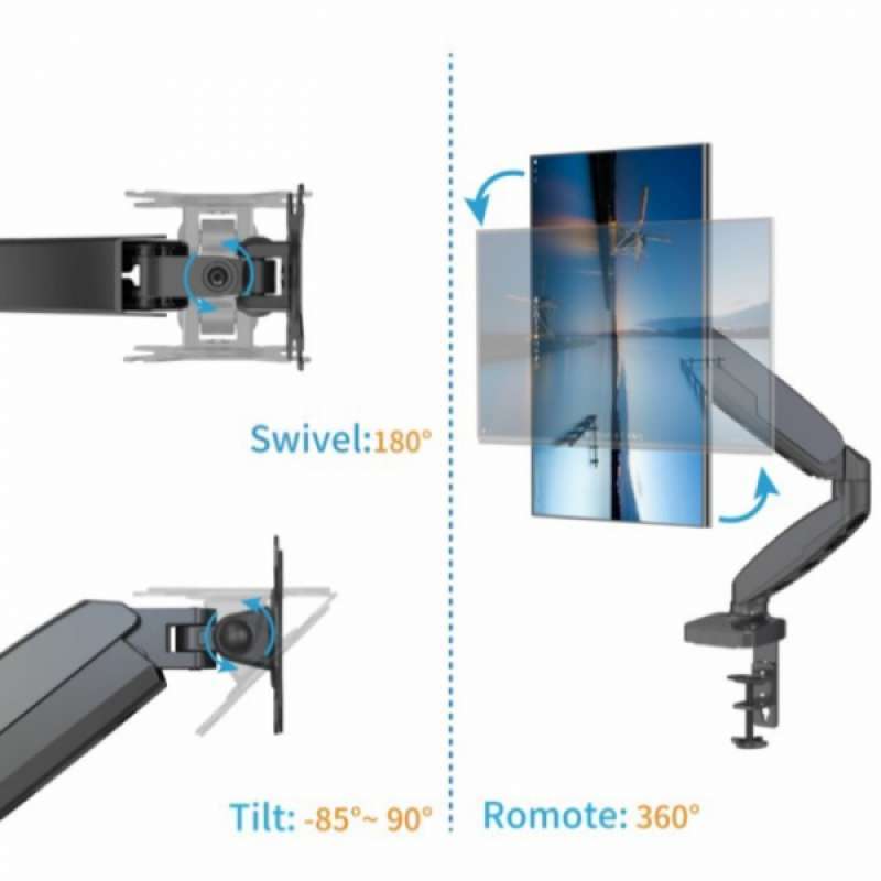 Promo North Bayou Single Monitor Gas Spring Arm Mount Stand Bracket ...