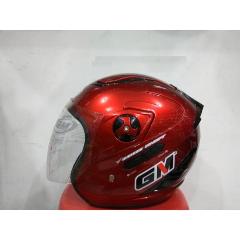 Jual Gm Interceptor Double Visor Helm Half Face - M Red Maroon Di ...