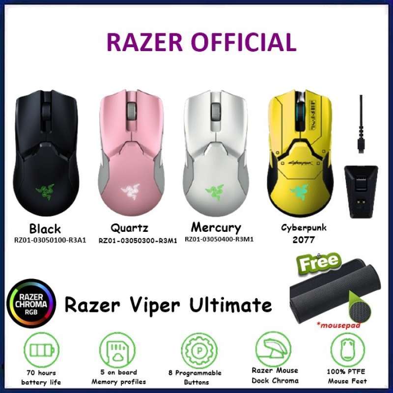 Promo Razer Viper Ultimate Hyperspeed Wireless Gaming Mouse Charging ...