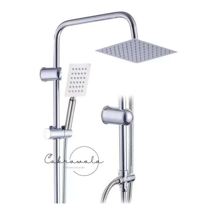 Promo Shower Tiang Kotak Set Tanpa Kran Stainless SUS 304 - Chrome ...