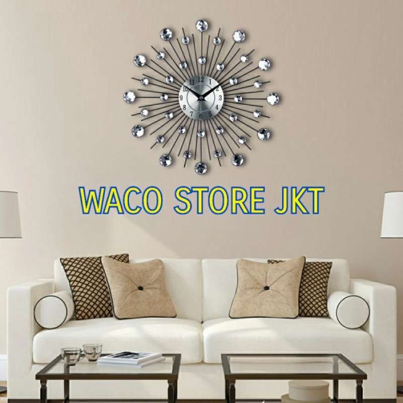 Promo Jam Dinding Rumah 3D Model Luxury Diamond Mewah Minimalis Besar ...