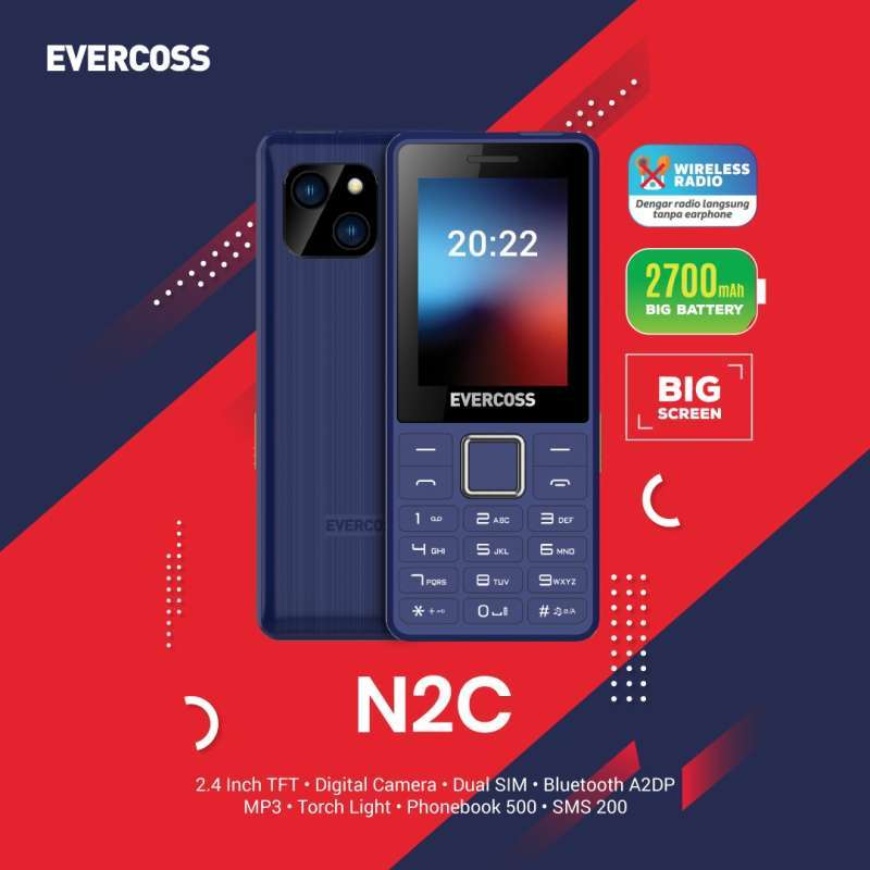 Jual Evercos N2c Feature Phone Candybar Hp Murah Garansi Resmi - Blue ...