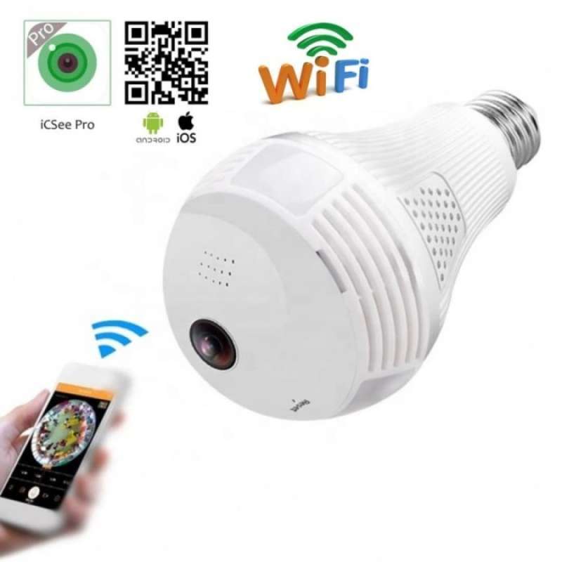 Promo Camera CCTV IP Wireless Panoramic FISH EYE 360 Bohlam lampu 3MP ...