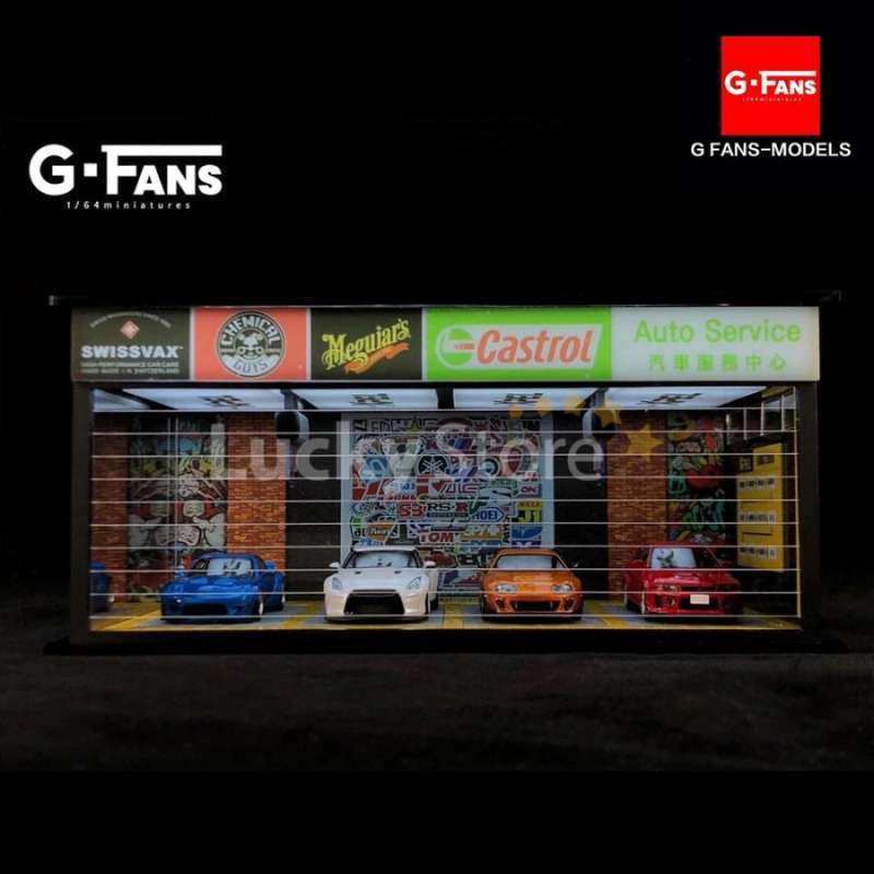 Jual G-Fans Models 1/64 Premium Diorama Diecast Car Service Garage with ...