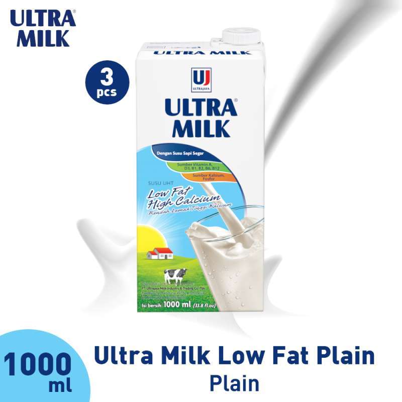 Jual Ultra Milk Susu UHT Low Fat Plain[3x1000mL] di Seller Ultrajaya ...