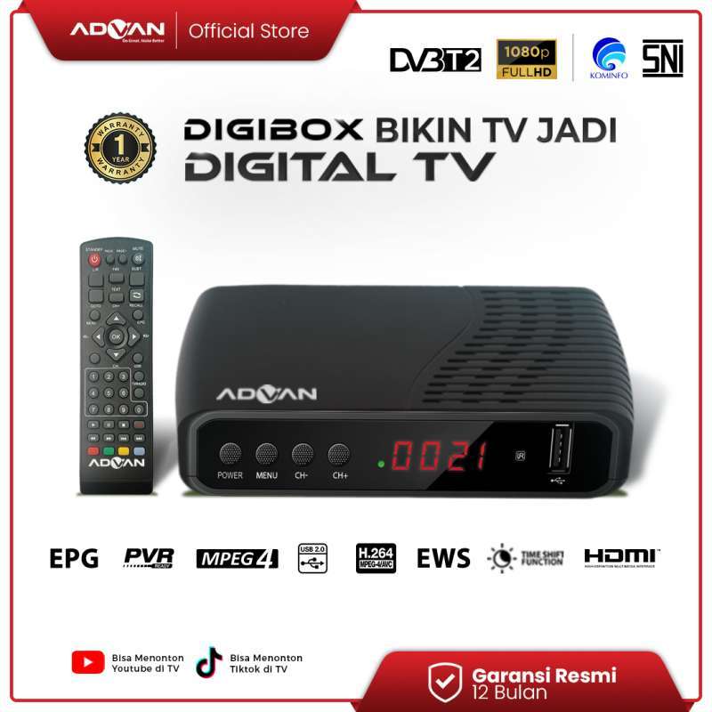 Promo ADVAN DIGIBOX DVBT2 Full HD 1080p Set Top Box TV Digital Receiver ...