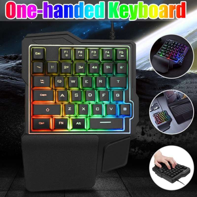 Promo Gaming Keyboard Rgb Single Hand Gamer Pc Laptop Android Pubg Dota ...