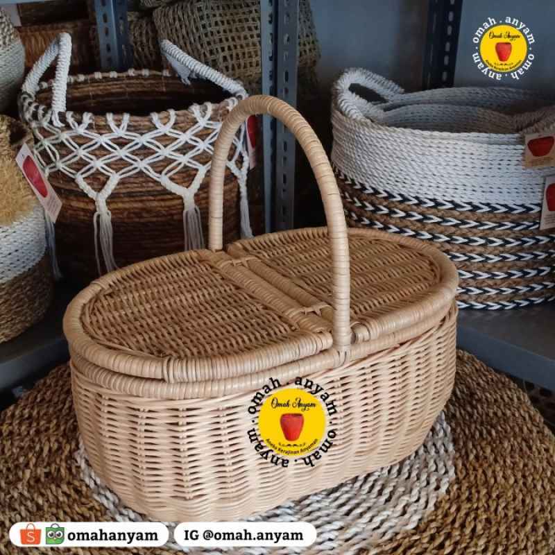 Promo keranjang piknik rotan | keranjang piknik oval rotan | picnic ...
