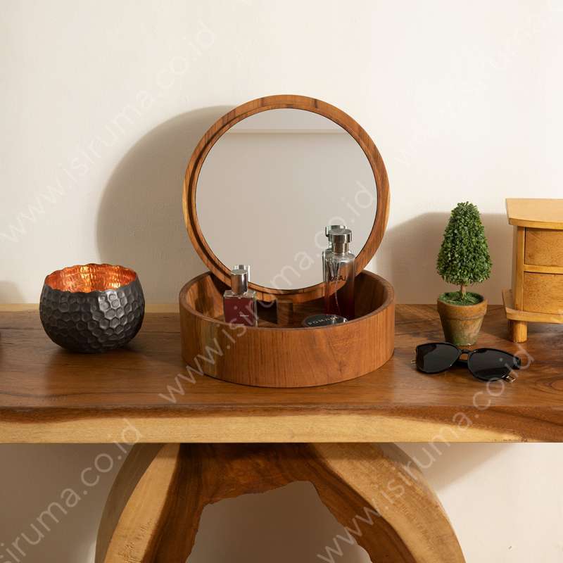 Jual Cermin Meja Bulat Tempat Aksesories Kayu Jati SENNA - ISIRUMA di ...