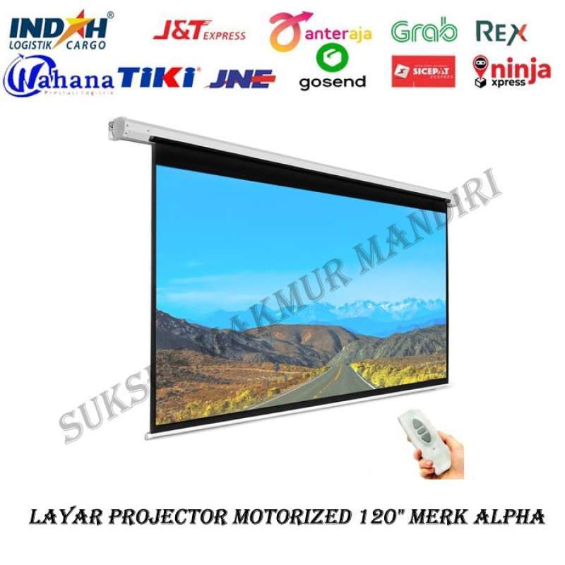 Promo Layar Projector MOTORIZED 120 Merk alpha Diskon 23% di Seller ...
