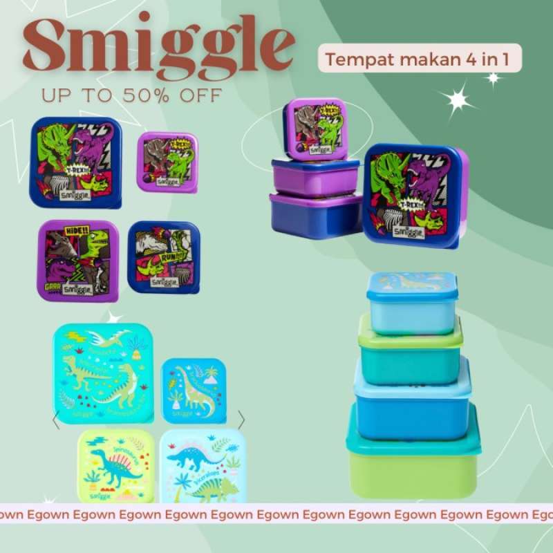 Jual Kadon Anak Tempat Makan Smiggle Dinosaurus Trex isi 4 Bright di Seller Master Tool - Kota ...