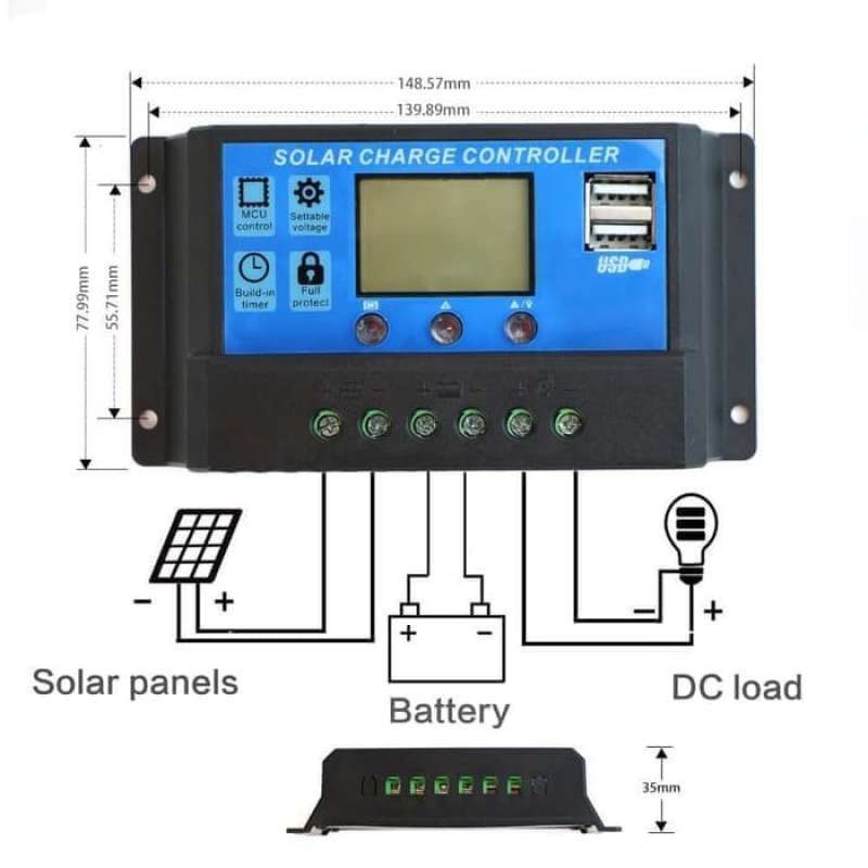 Promo Solar Charge Controller Pwm Panel Tenaga Surya 10a / 12v - 24v ...