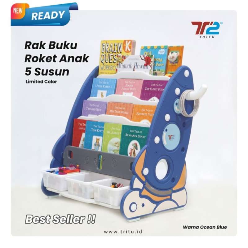 Promo Rak Buku Anak 5 Susun - Tempat Penyimpanan Buku Anak Model Roket ...