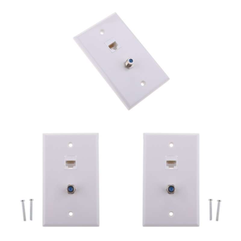 Promo 3x Ethernet RJ45 Coaxial F Type Wall Plate Socket Outlet Cover ...