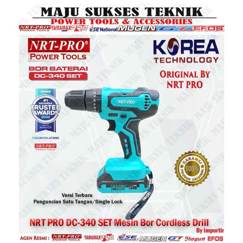 Jual Nrt-pro Dc340 Bor Cordless Drill Baterai Tangan Beton Impact ...