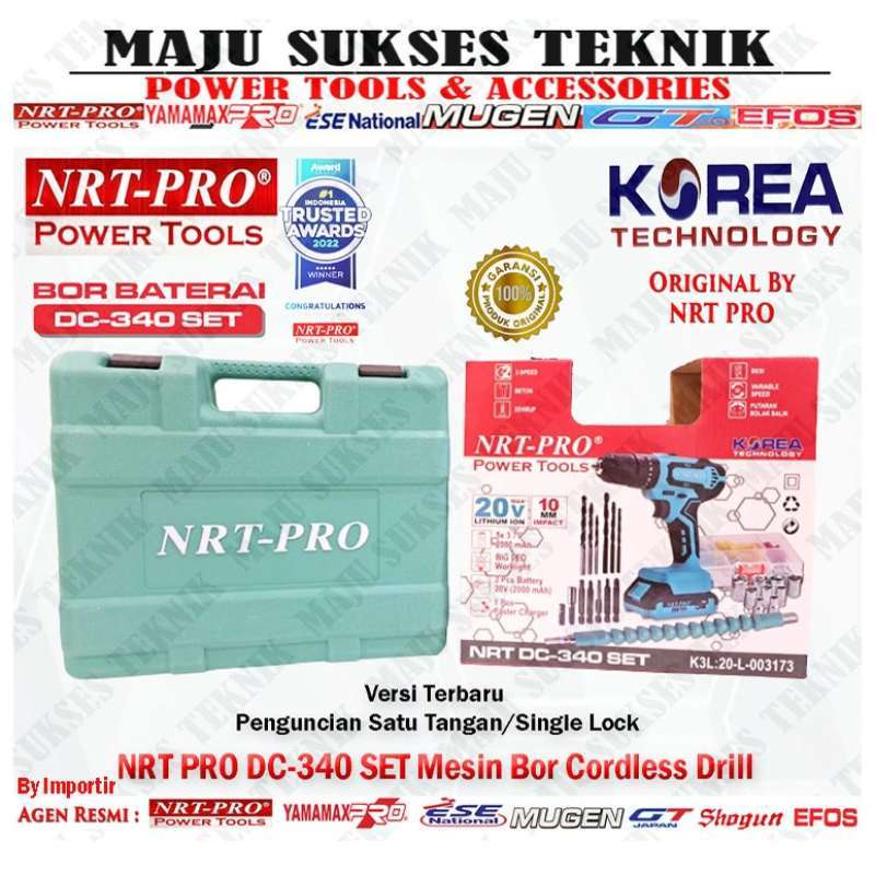 Jual Nrt-pro Dc340 Bor Cordless Drill Baterai Tangan Beton Impact ...