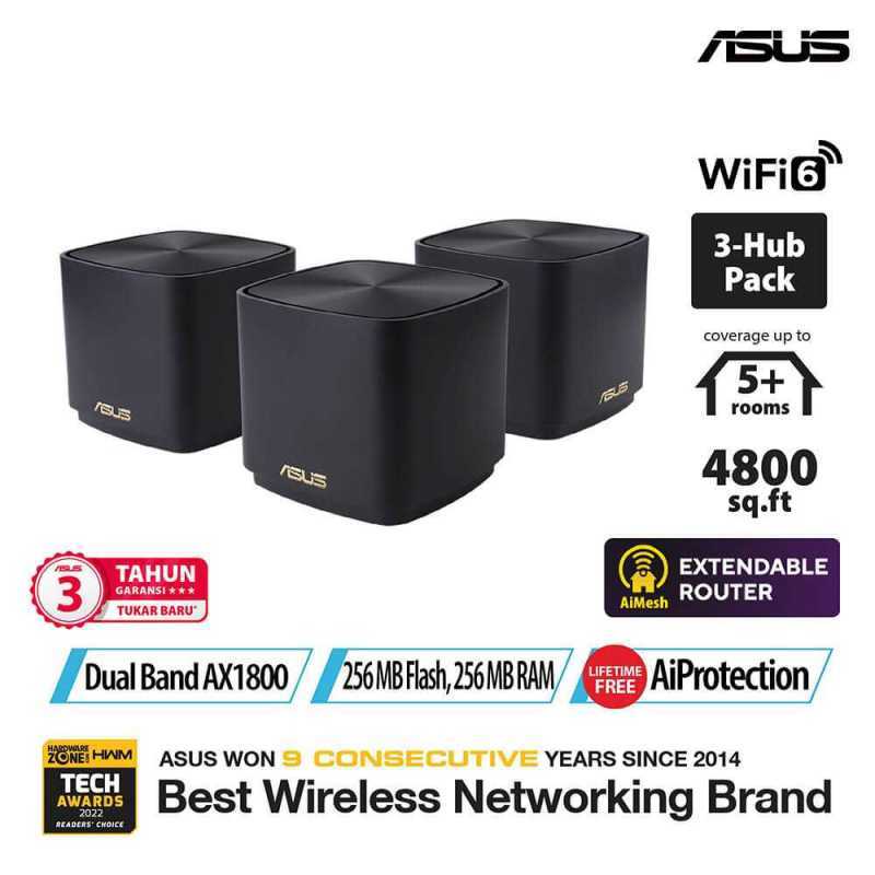 Jual Asus Zenwifi Ax Mini (xd4) Black (3 Pack) Whole Home Mesh Wifi 6 ...