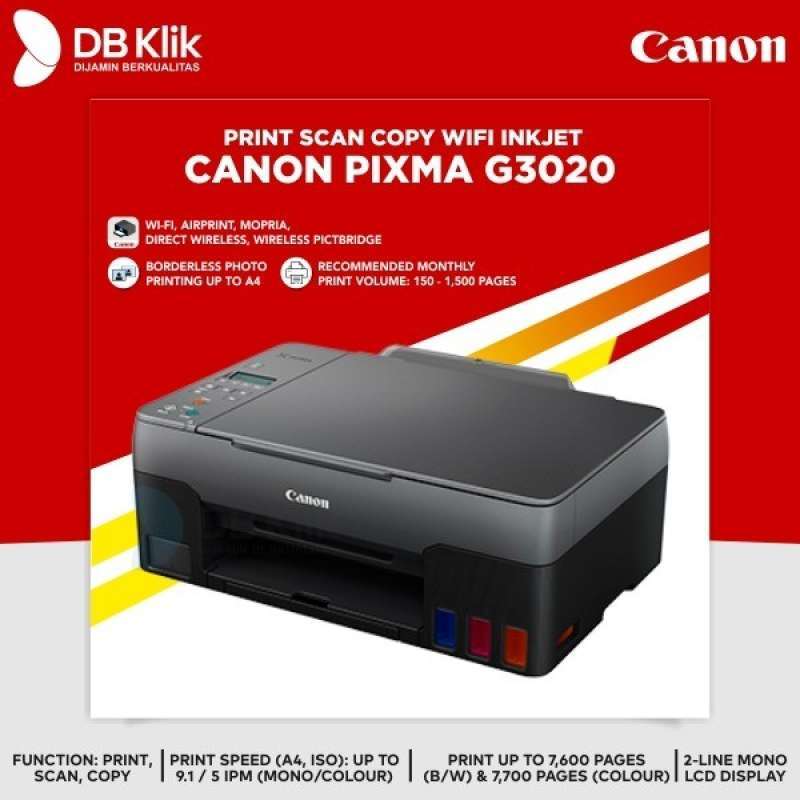 Promo Printer Canon Pixma G3020 Print Scan Copy Wifi Inkjet - Canon ...