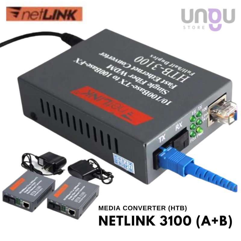 Jual Htb3100 Fiber Optic Netlink A+b Htb-3100 25km Single Mode Media Converter Rj45 10/100mbps ...