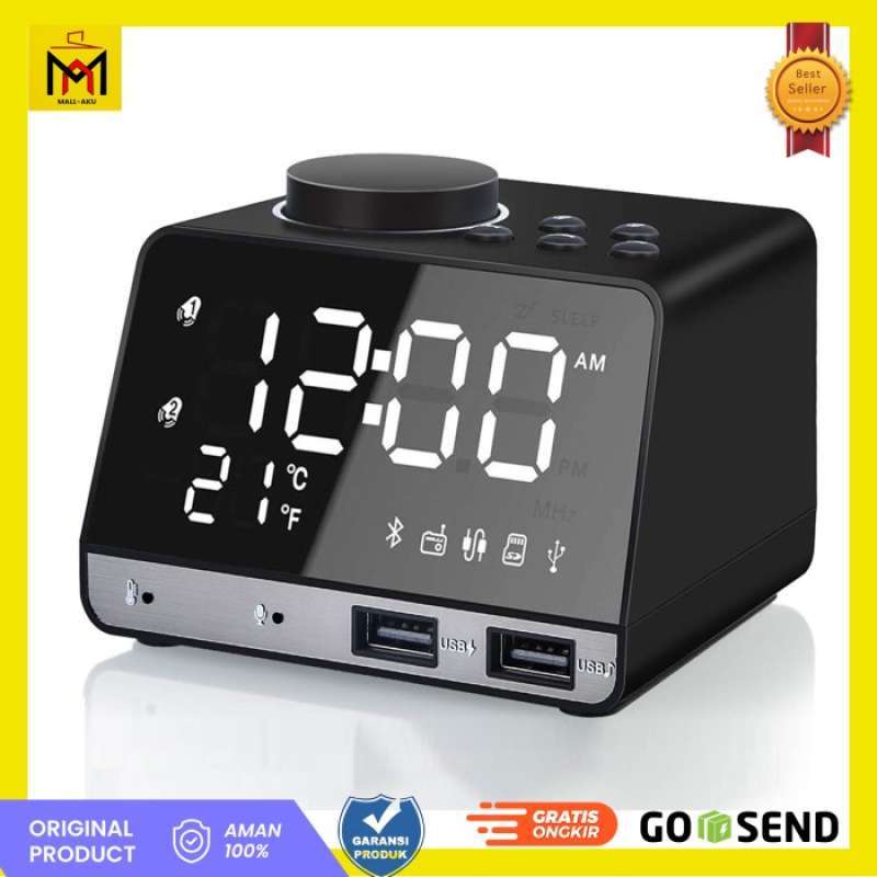 Promo Jam Meja LED Display Bluetooth Speaker Alarm Clock Radio USB ...